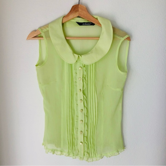 Steilmann | Tops | Steilmann Sheer Lime Sherbet Sleeveless Blouse Top ...